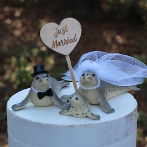 Seal-cake Topper-family-one Baby-sea-bride-groom-wedding-ocean-animal ...