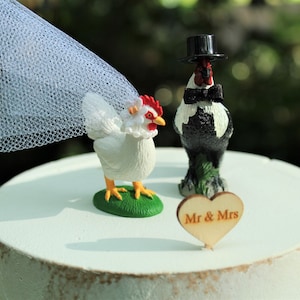 Rooster-hen-chicken-wedding-cake Topper-bride-groom-farm-animal-mr-mrs-barn-rustic-country ...