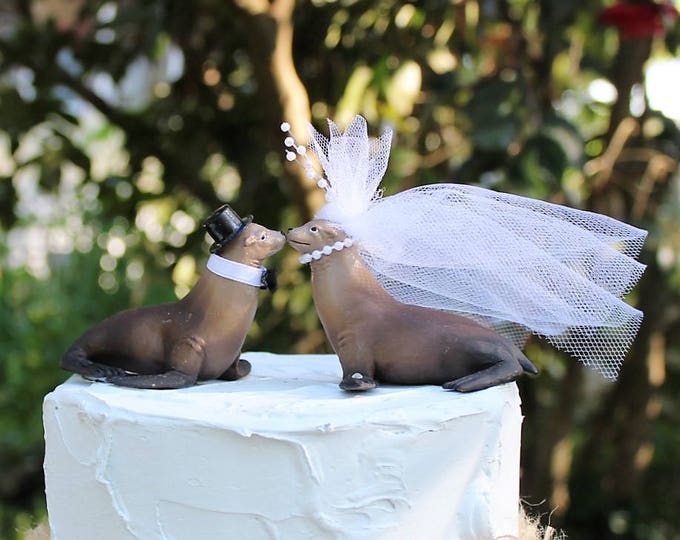 Sea Lion Wedding Cake Topper, Seal Cake Topper, Beach-ocean Wedding ...