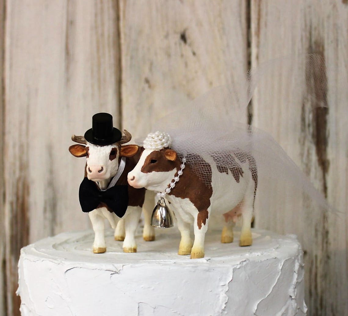 Cow Cake Topper-animal Wedding Cake Topper-farm-sentimental - Etsy