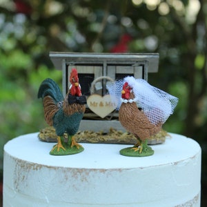 Rooster-hen-chicken-wedding-cake Topper-bride-groom-farm-animal-mr-mrs-barn-rustic-country ...