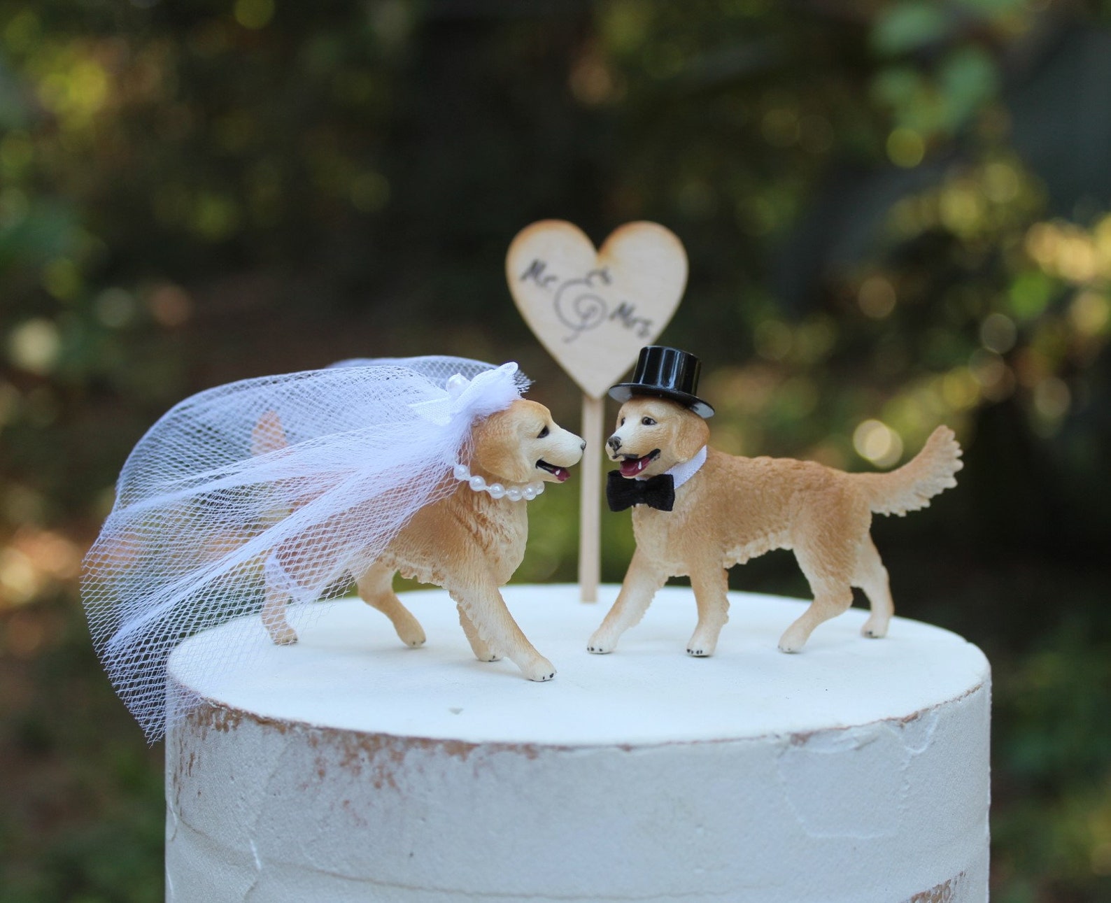 Golden Retriever-dog-bride-groom-wedding-animal-cake Topper-4 - Etsy