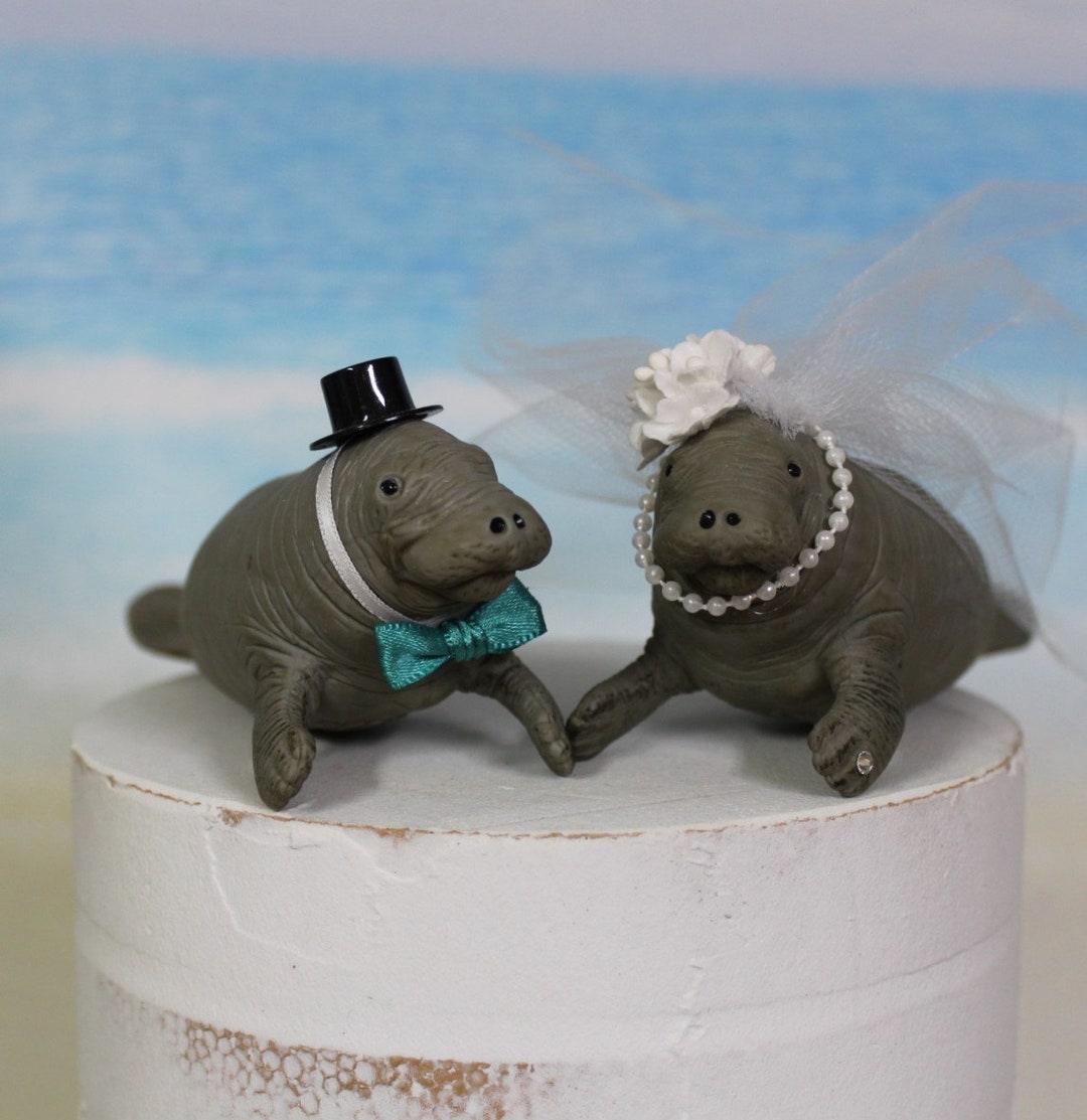 Manatee Wedding Cake Topper, Beach-ocean -wedding Cake Topper-animal ...
