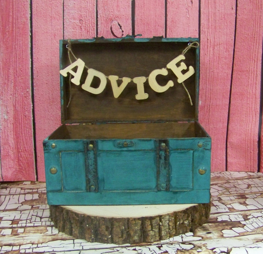 Sale-wedding Advice Box, Turquoise Card Box, Shabby Chic Wedding Decor ...