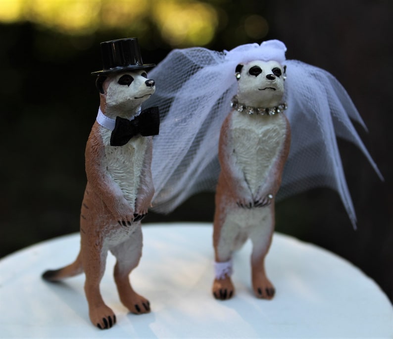 Meerkat Wedding Cake Topper-zoo-animal-mongoose-cat-bride-groom-africa ...