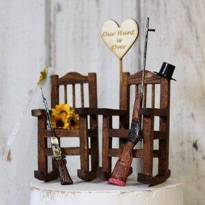 Hunting Wedding Cake Topper, 6" Cake Topper, Gun-country-barn-wooden ...