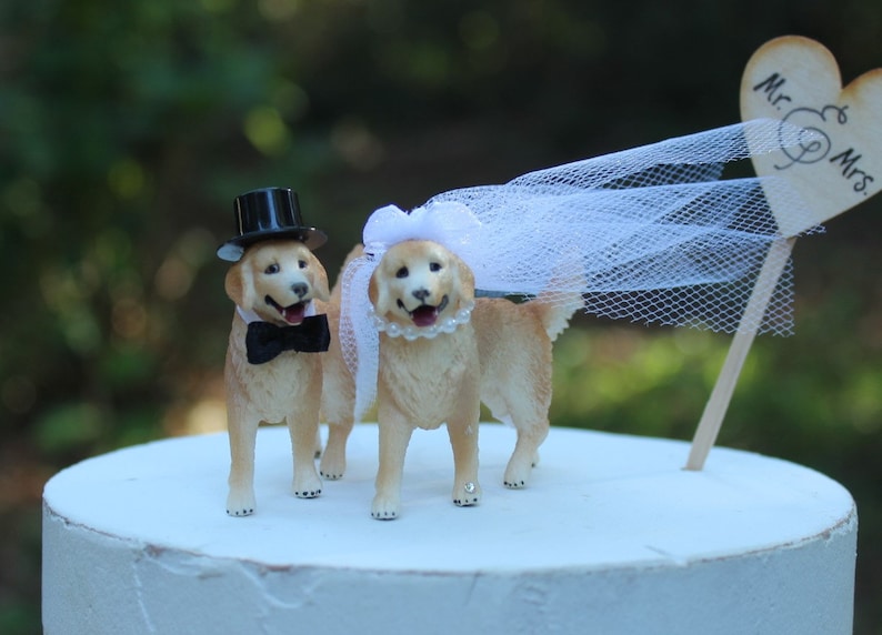Golden Retriever-dog-bride-groom-wedding-animal-cake Topper-4 - Etsy