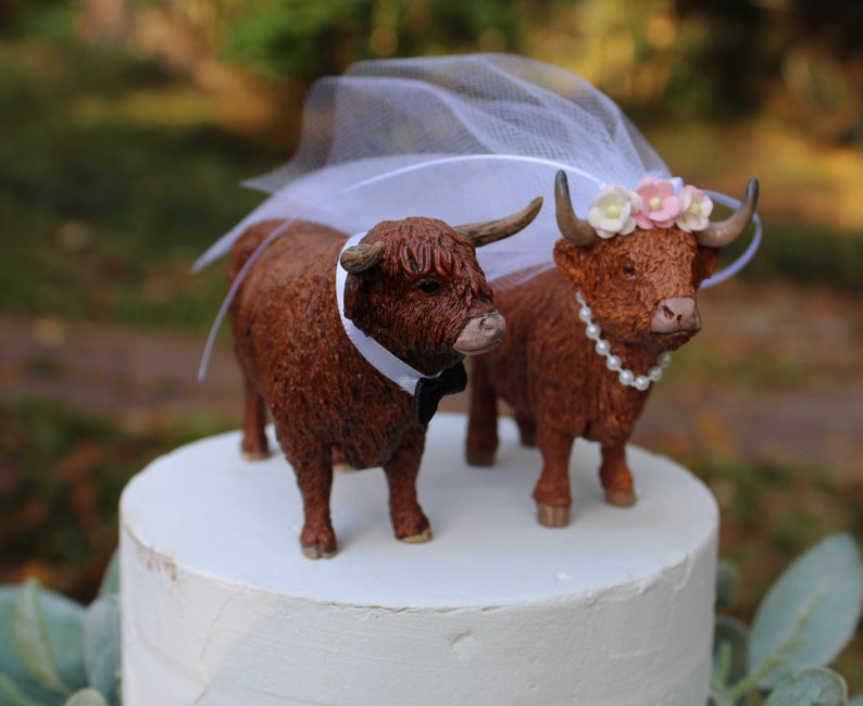 Highland Cow-bull-wedding-cake Topper-bride-groom-farm-farmhouse-animal ...