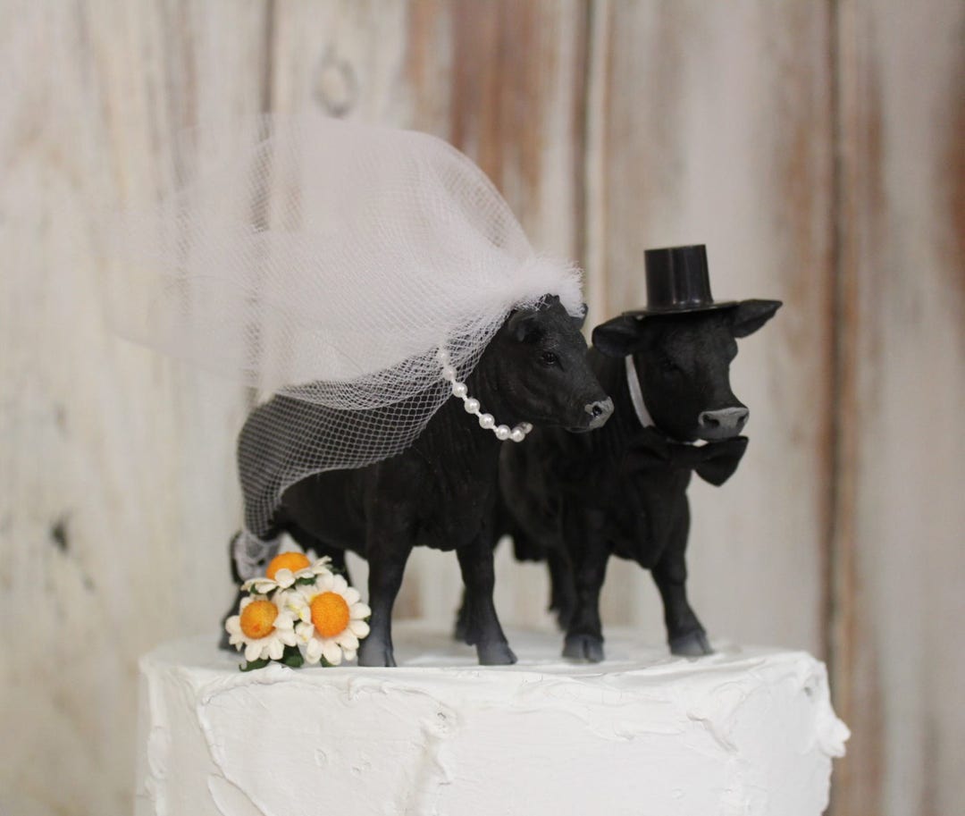 Angus-cow Cake Topper-black Angus Cows-barn Wedding Cake Topper-animal ...