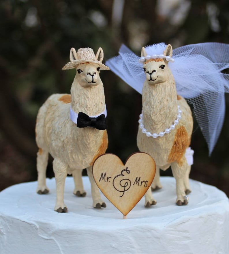 Llama Cake Topper, Animal-farm-funny-wedding-bride-groom-unique,animal ...