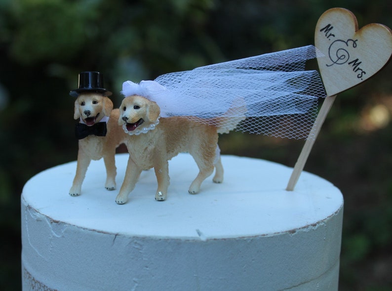 Golden Retriever-dog-bride-groom-wedding-animal-cake Topper-4 - Etsy