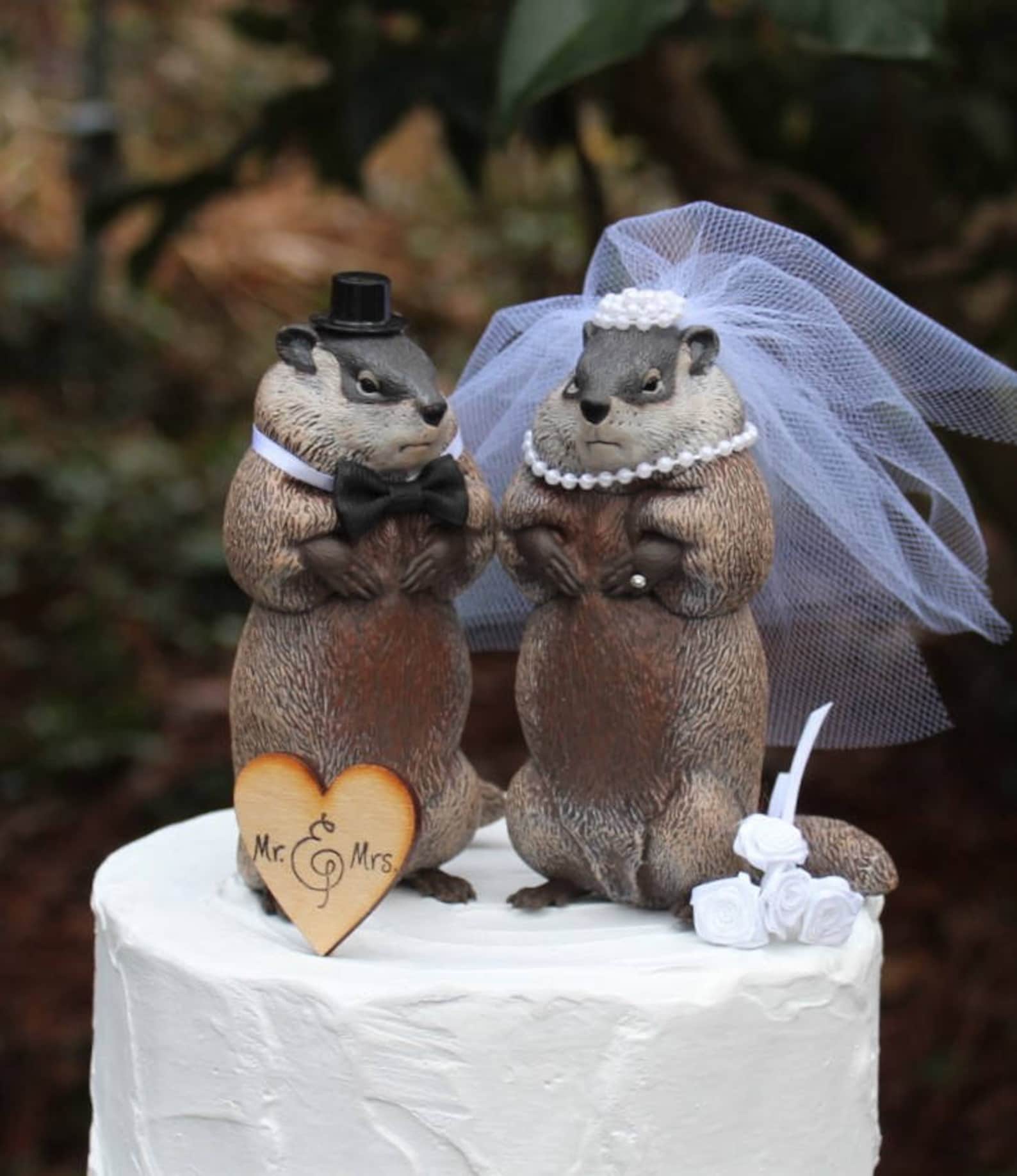 Groundhog Cake Topper, Animal-bride-groom-groundhog-wedding-wildlife ...