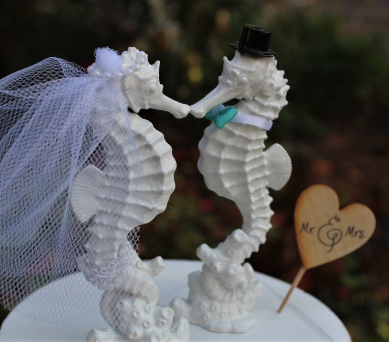 Seahorse Wedding Cake Topper Beach-family Cake Topper | Etsy