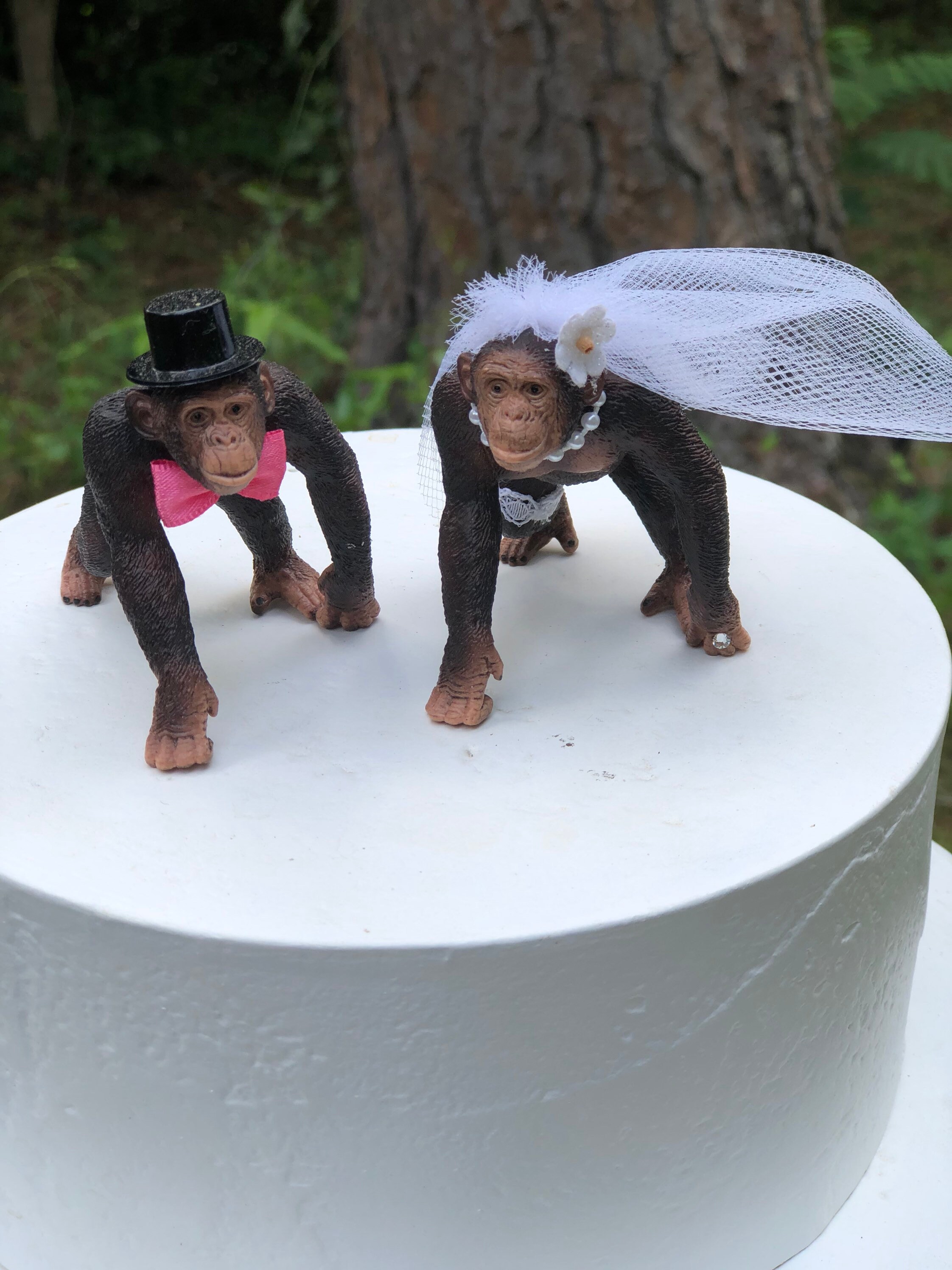 Chimpanzee-monkey-wedding-cake Topper-bride-groom-safari-unique - Etsy