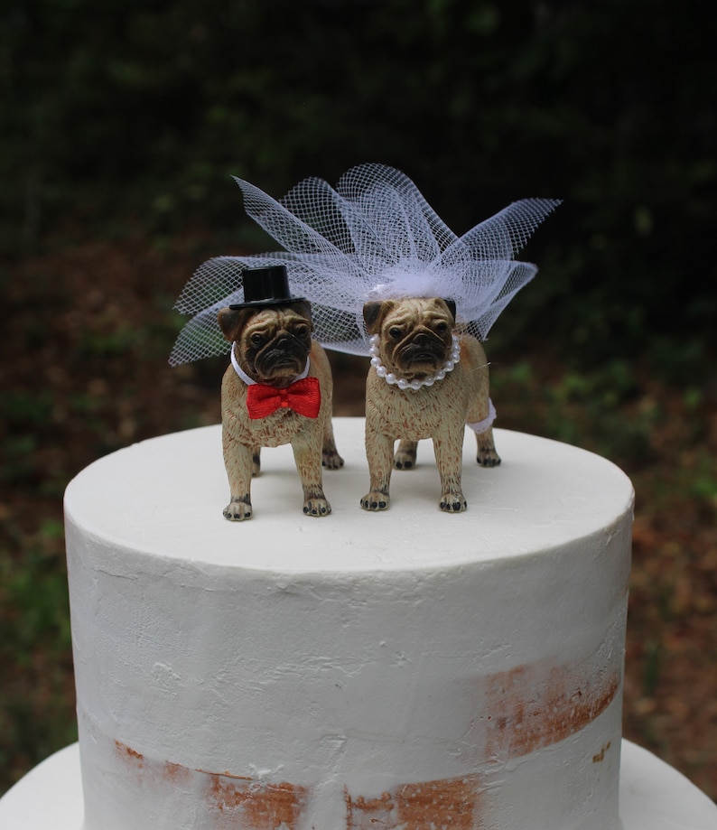 Pug- Dog-bride-groom-wedding-animal-cake Topper-6 Inch Cake- Groom's ...