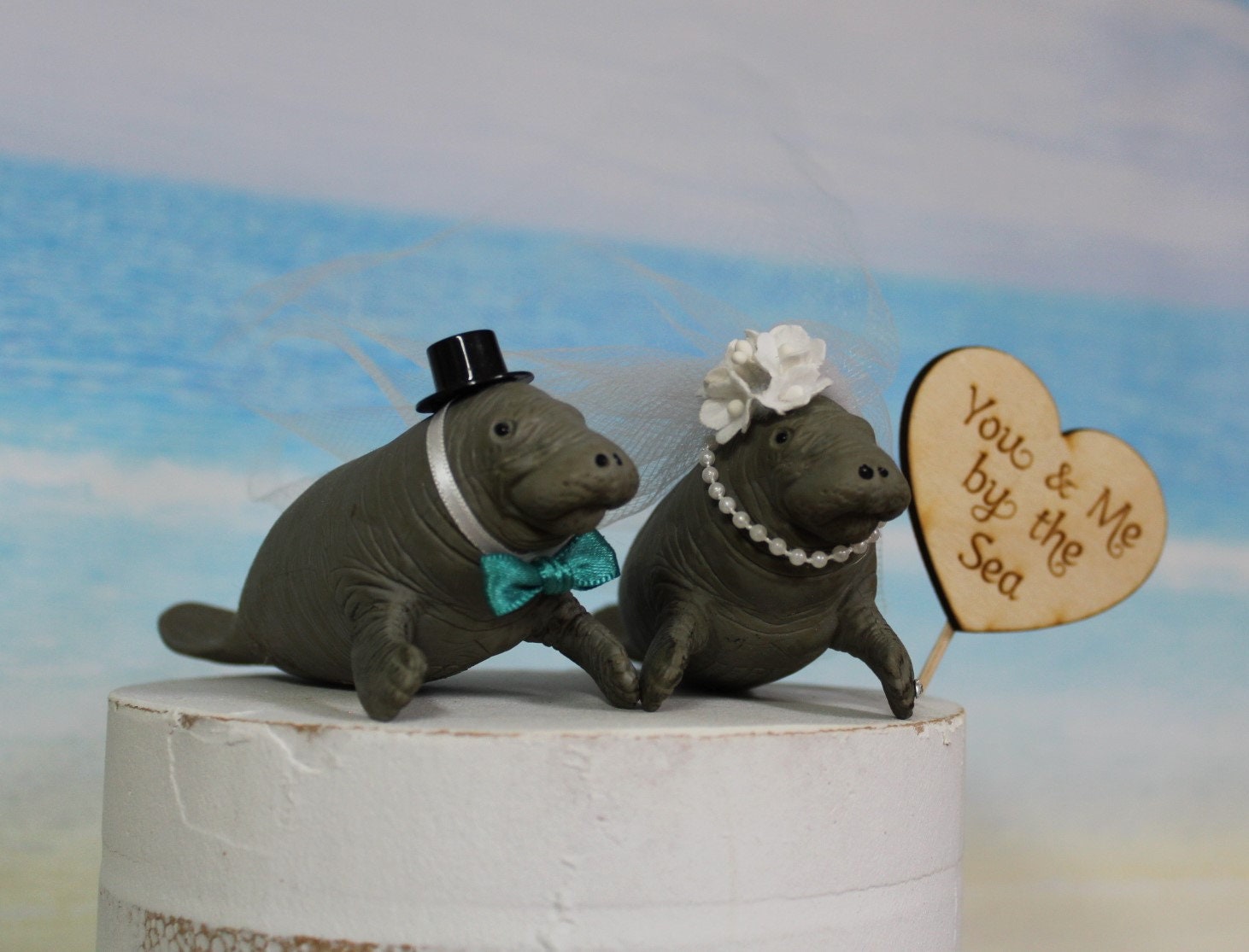Manatee Wedding Cake Topper, Beach-ocean -wedding Cake Topper-animal ...