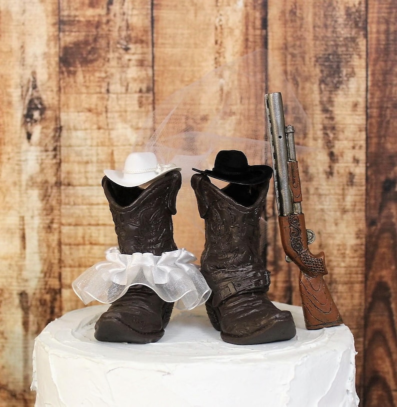 Boots and Gun Cake Topper, Hunting-shotgun Wedding, Rustic Western ...