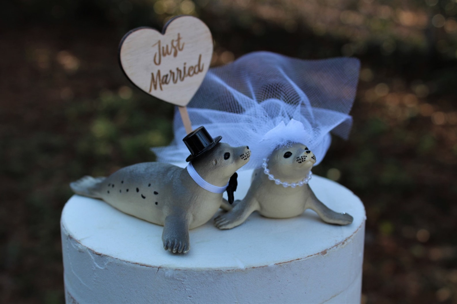 Seal-cake Topper-family-one Baby-sea-bride-groom-wedding-ocean-animal ...