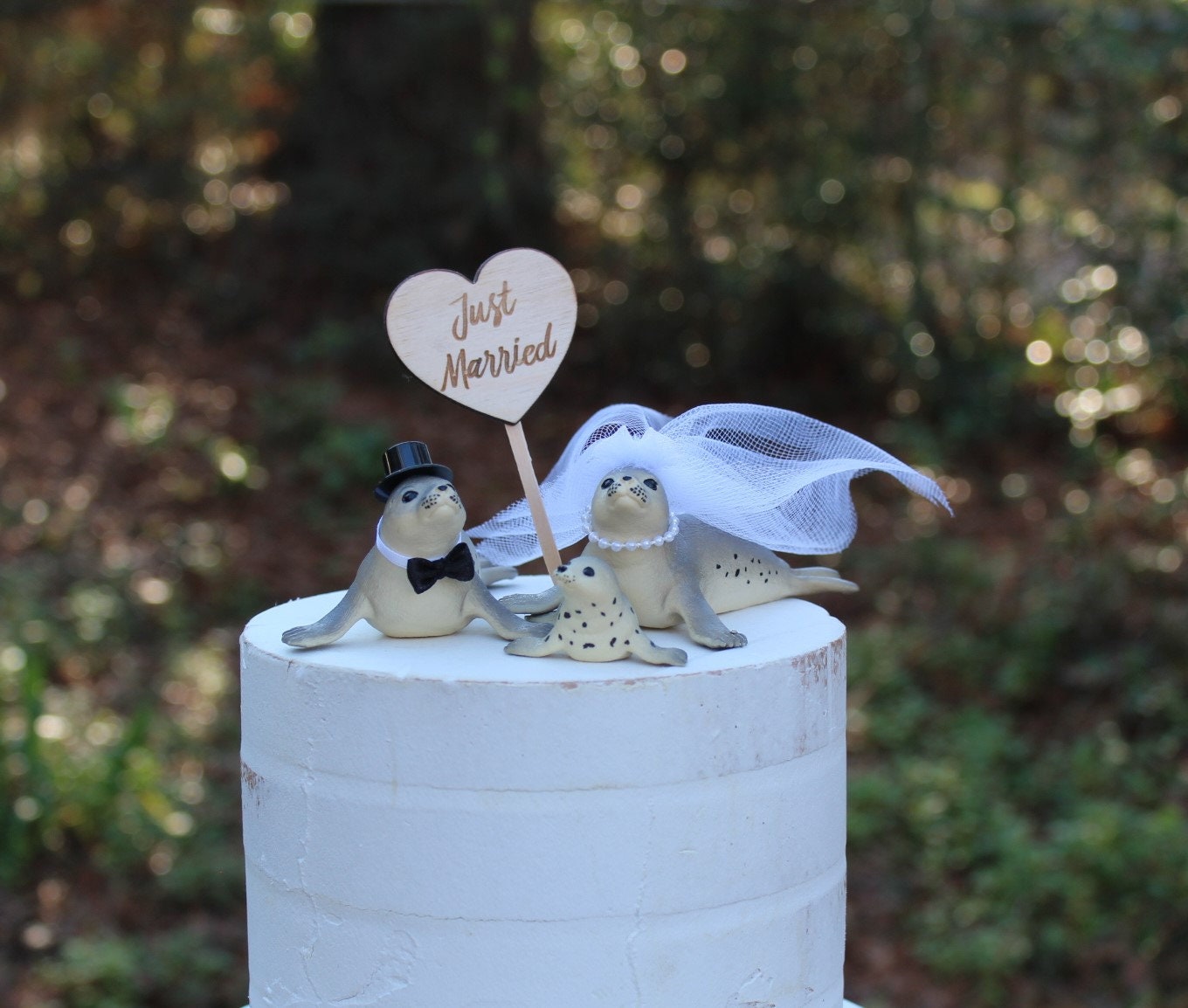 Seal-cake Topper-family-one Baby-sea-bride-groom-wedding-ocean-animal ...