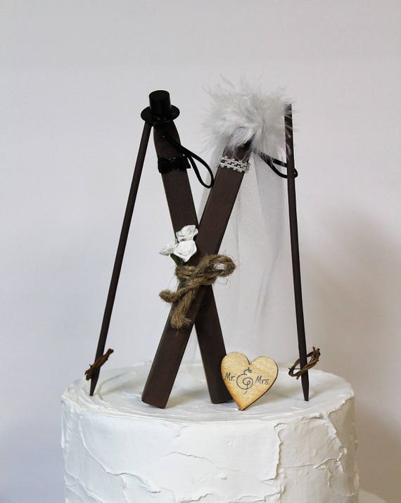 Wedding Cake Topper Ski Cake Topper Bride and Groom Skis | Etsy