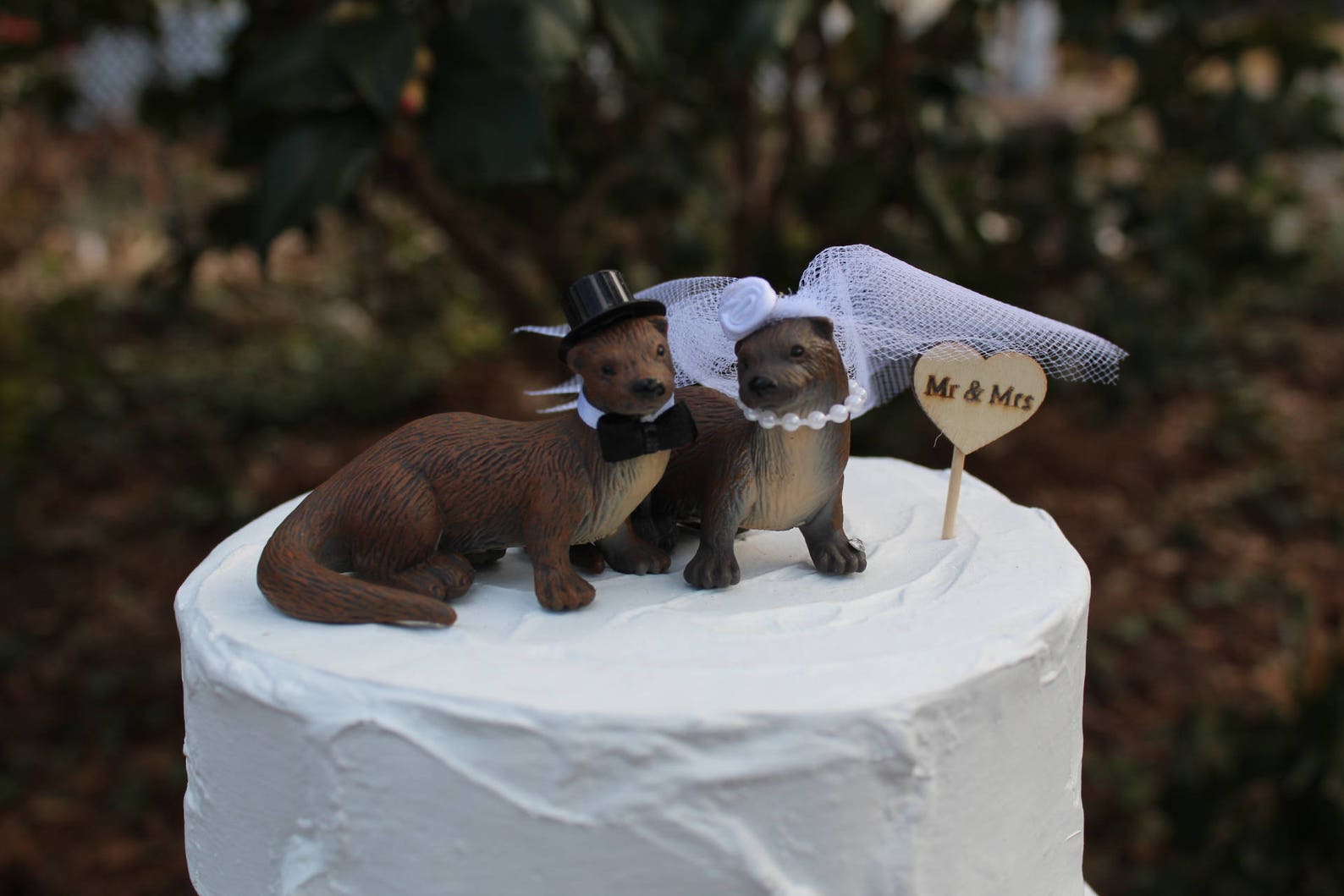 River Otter Wedding Cake Topper Bride-groom-animal-wooden - Etsy