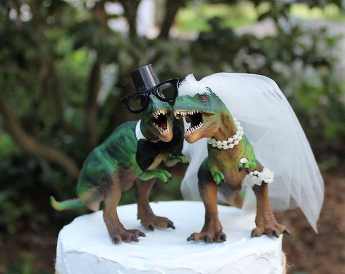 Dinosaur Wedding Cake Topper, T-rex Cake Topper, Dinosaurs-jurassic ...