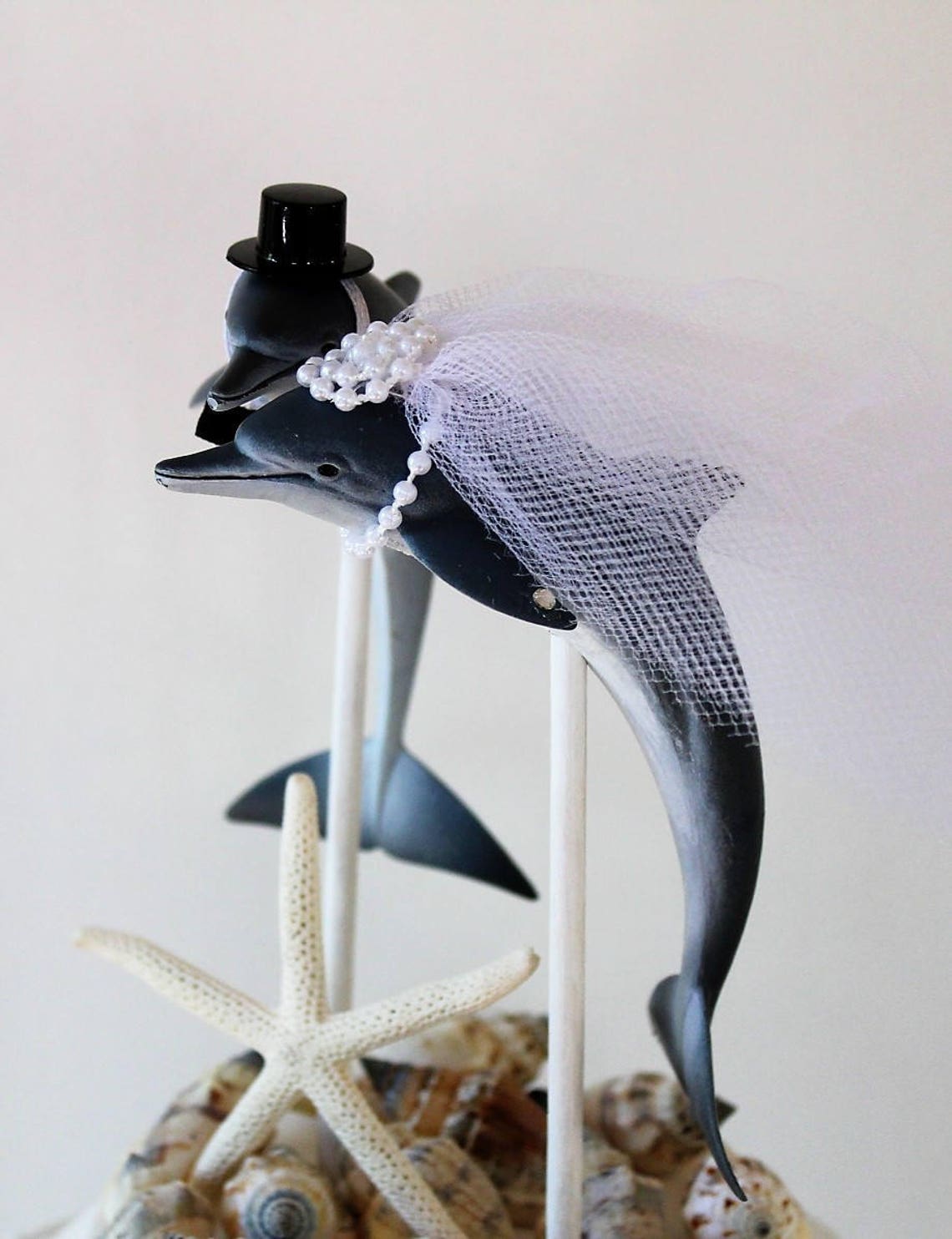 Dolphin Wedding Cake Topper-sealife Cake Topper-gray - Etsy