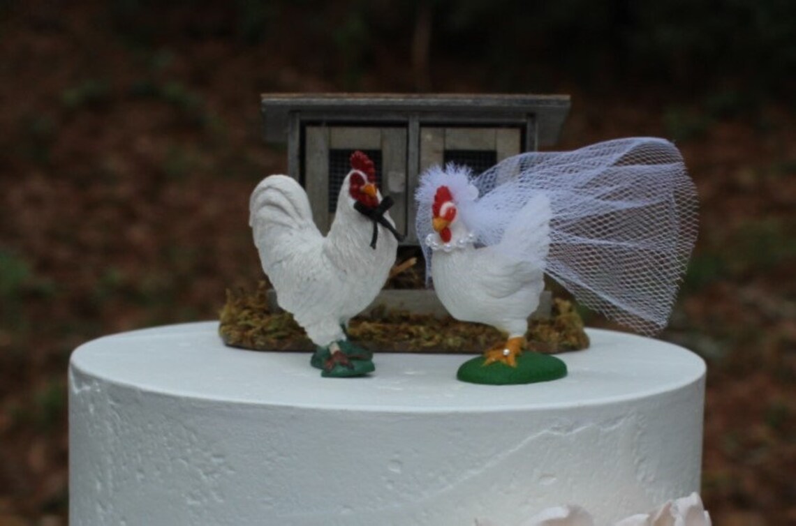 Rooster-hen-chicken-wedding-cake | Etsy