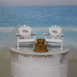 Beach Wedding Cake Topper, 6" Cake Topper, Beach-bride-groom-anchors ...