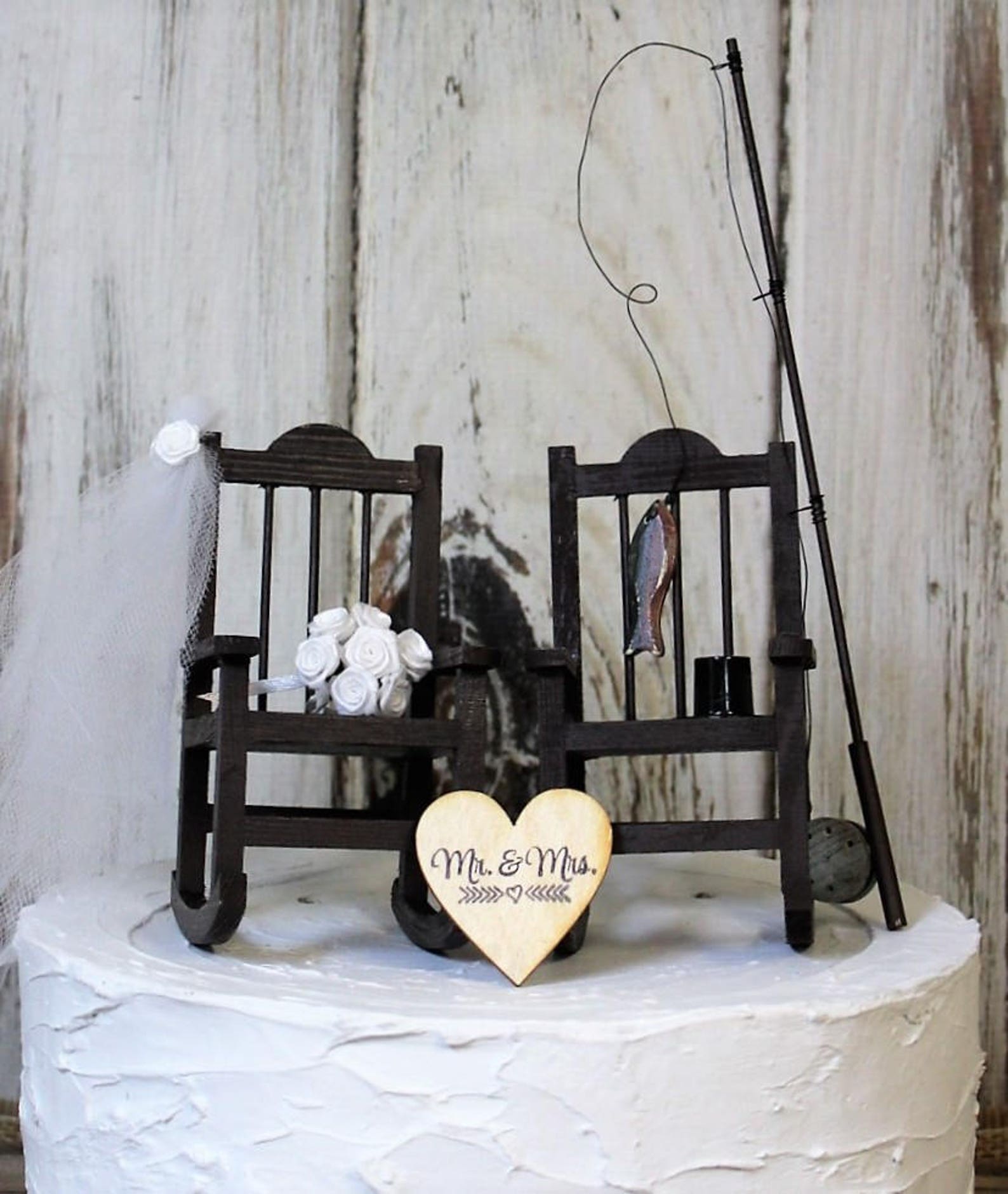 Fishing, Rocking Chairs, Cake Topper, Bride and Groom Wedding Chairs ...