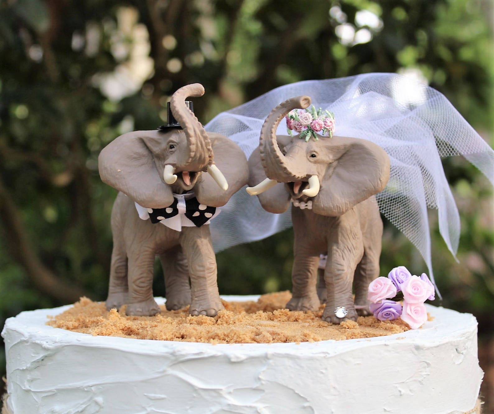 Elephant Wedding Cake Topper, Animal Cake Topper, Bride and Groom ...