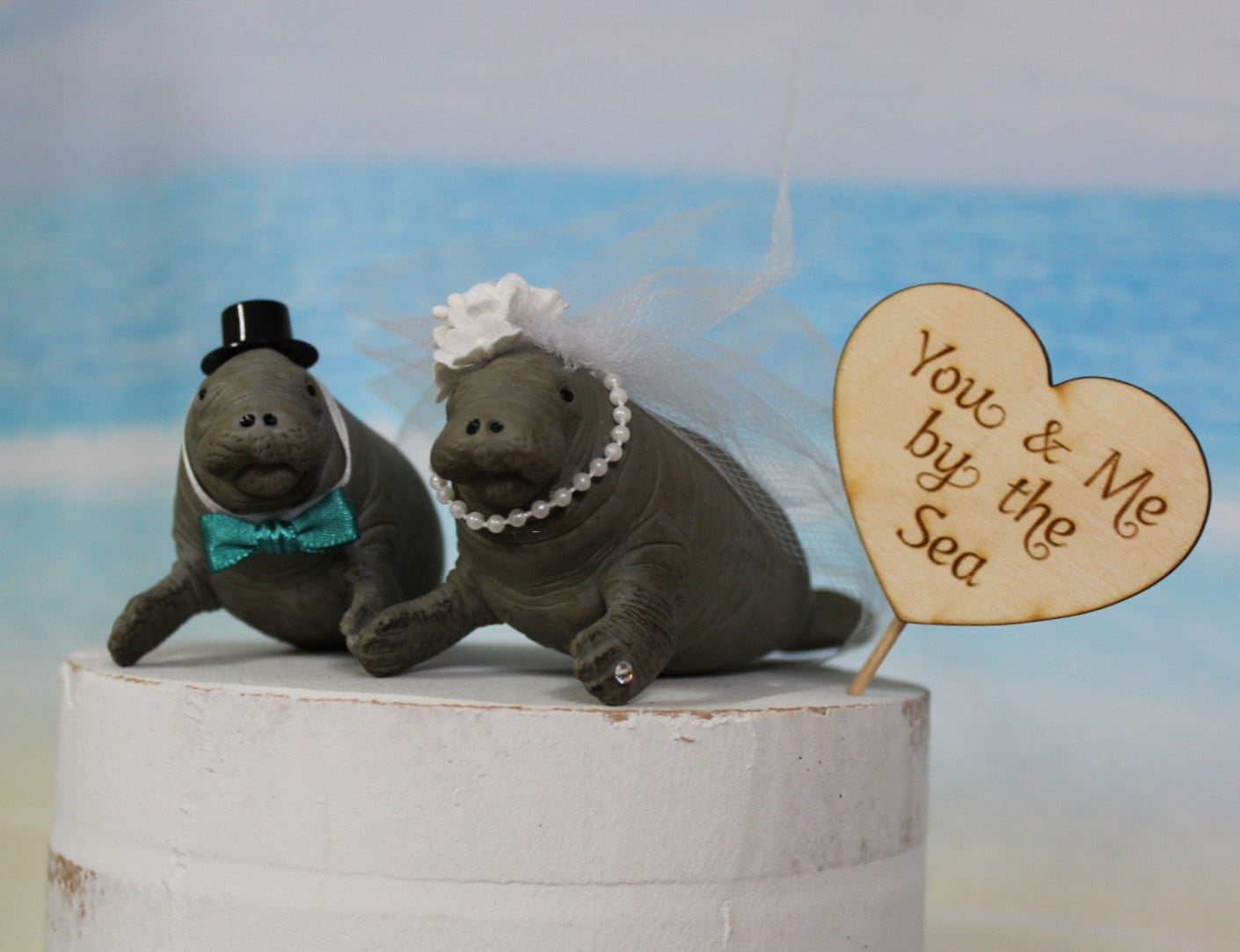 Manatee Wedding Cake Topper, Beach-ocean -wedding Cake Topper-animal ...