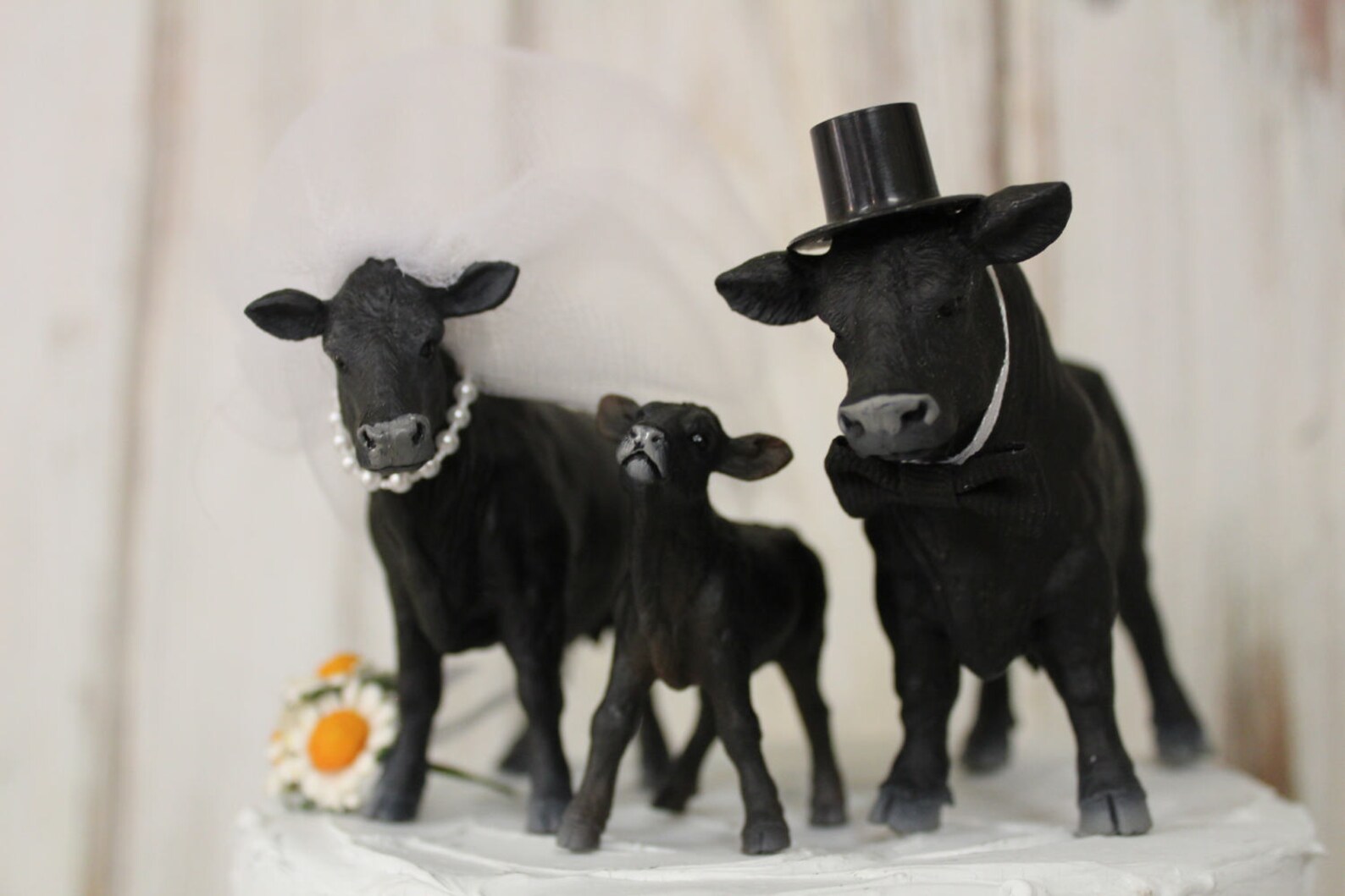 Cow Cake Topper-Family-Black Angus Cows-Barn Wedding Cake | Etsy