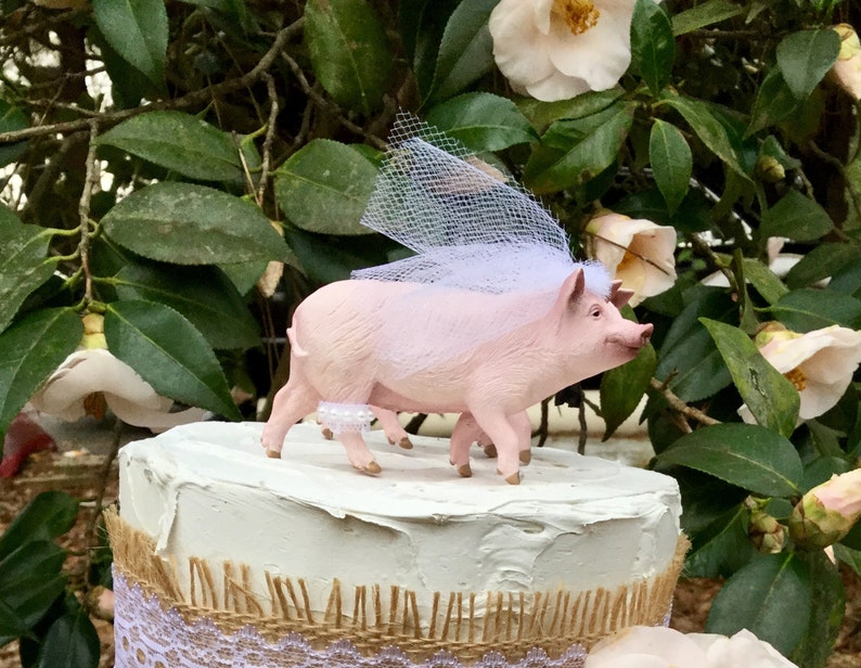 Wedding Cake Topper Pig Cake Topper Bride and Groom Cake - Etsy