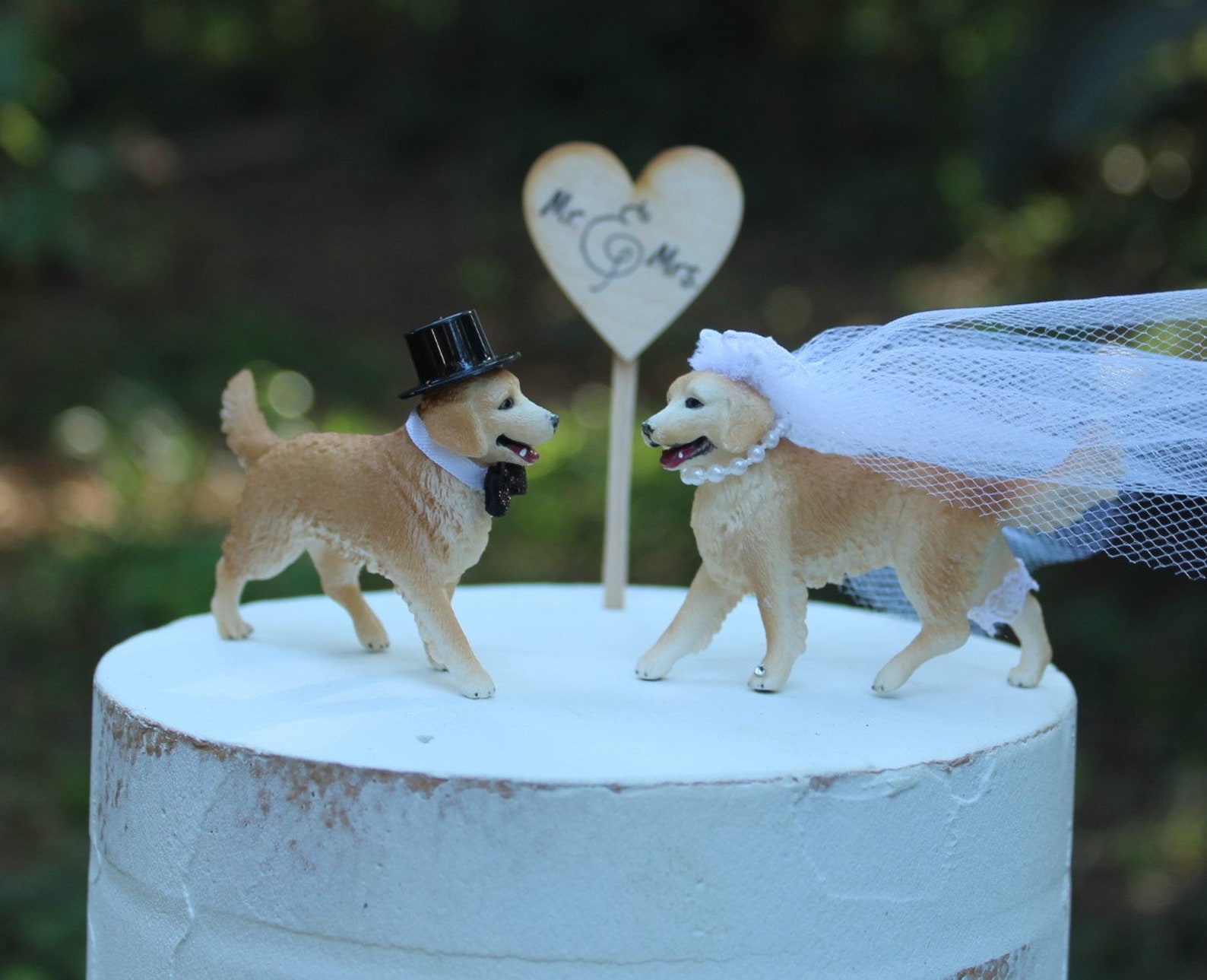 Golden Retriever-dog-bride-groom-wedding-animal-cake Topper-4 - Etsy