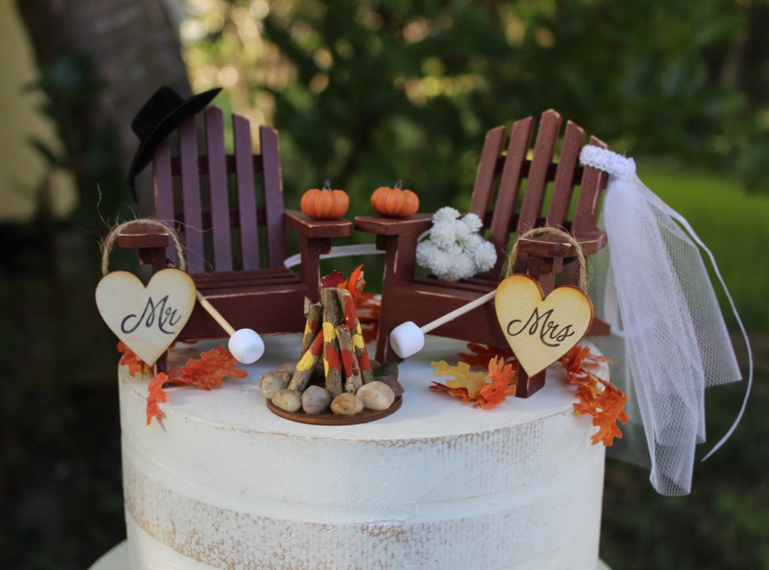 Fall-adirondack Chairs-cake Topper-wedding-bride-groom-rustic-unique ...