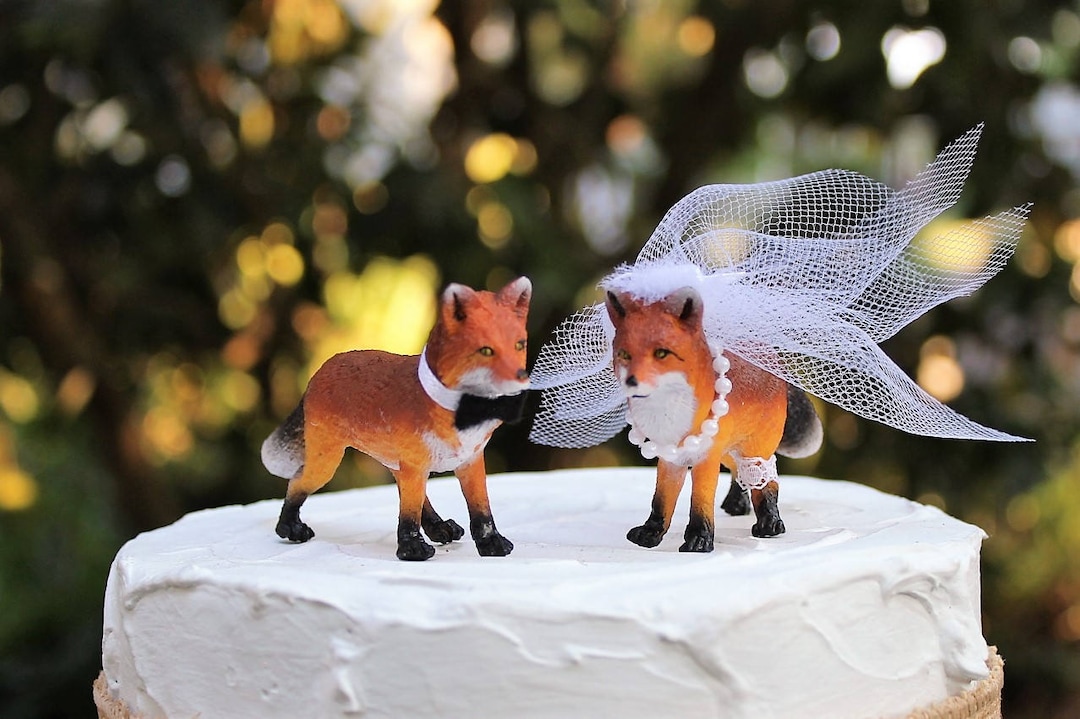Fox Cake Topper, Fox Wedding Cake Topper, Animal Cake Topper, Fox ...