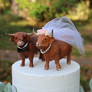 Highland Cow-bull-wedding-cake Topper-bride-groom-farm-farmhouse-animal ...