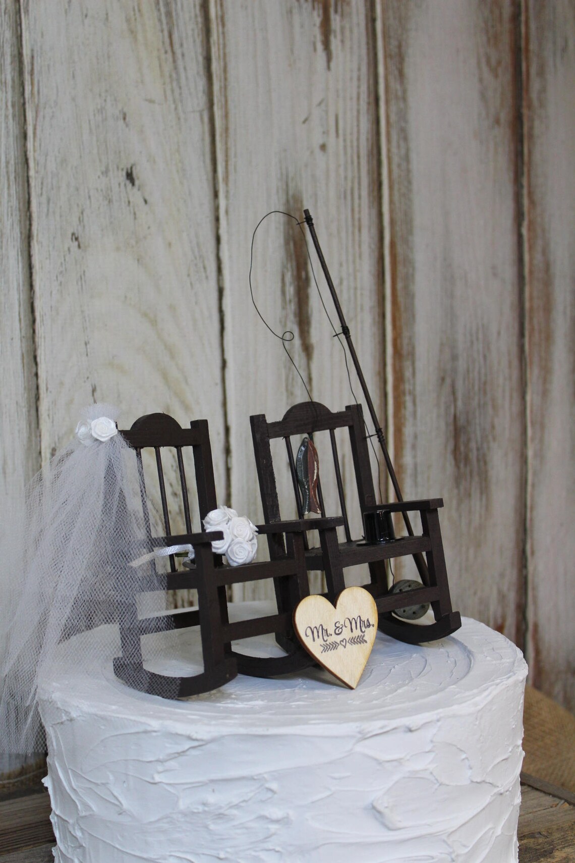 Fishing Rocking Chairs Cake Topper Bride and Groom Wedding - Etsy