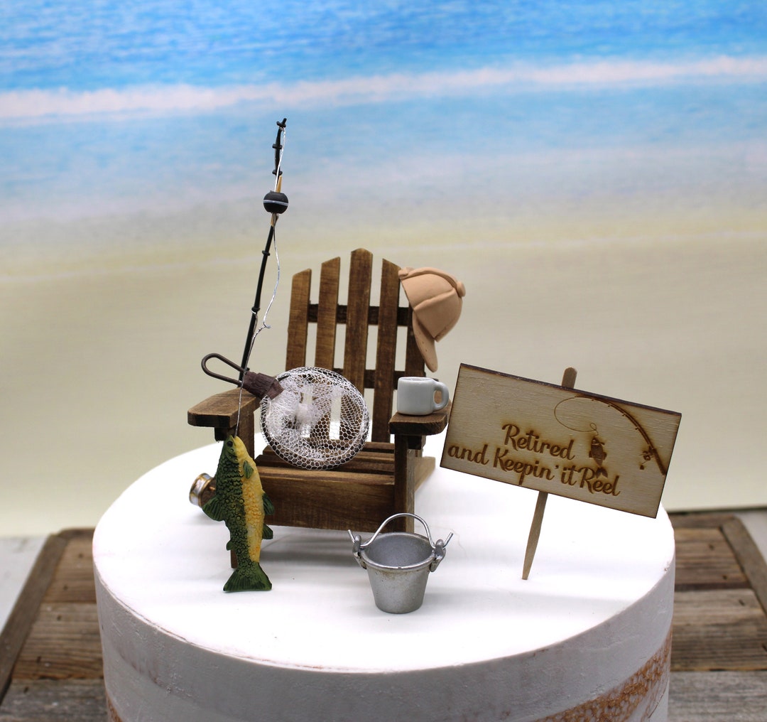 Retirement-fish-birthday-fisherman-just for Him-dad-husband-cake Topper ...