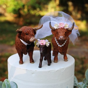 Highland Cow-bull-wedding-cake Topper-bride-groom-farm-farmhouse-animal ...