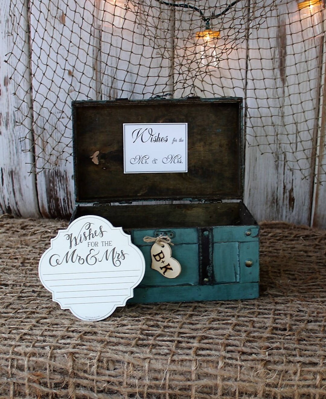 Wedding Wishes Box With Note Cards, Shabby Chic Wedding Decor, Shabby ...