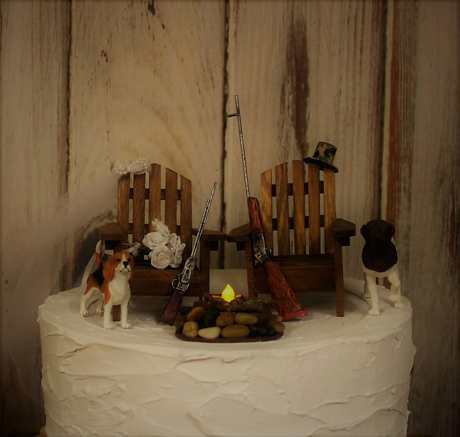 Hunting Wedding Cake Topper With Dogs Lighted Camping Cake | Etsy