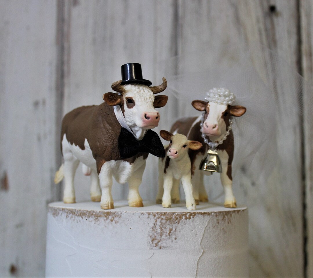 Cow Cake Topper-family-animal Wedding Cake Topper-farm-sentimental Cow ...