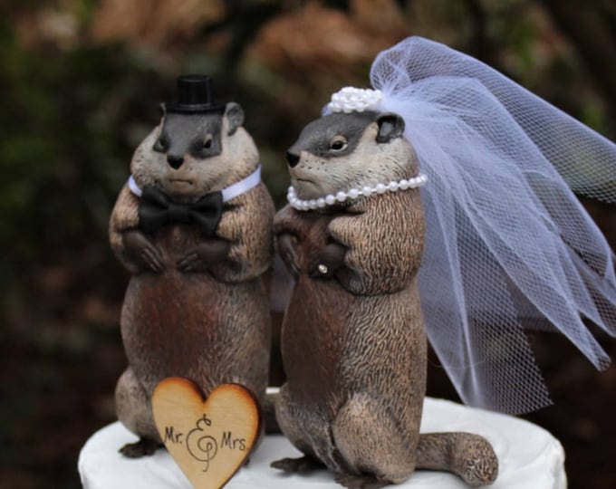 Groundhog Cake Topper, Animal-bride-groom-groundhog-wedding-wildlife ...