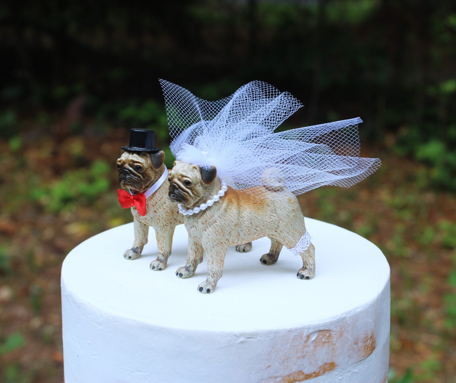 Pug- Dog-bride-groom-wedding-animal-cake Topper-6 Inch Cake- Groom's ...