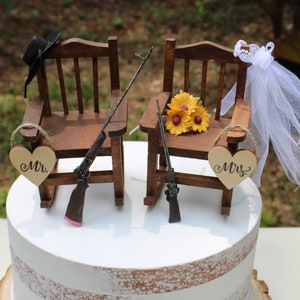 Hunting Wedding Cake Topper, Gun, Rifle, Bride, Groom, Rocking Chair ...