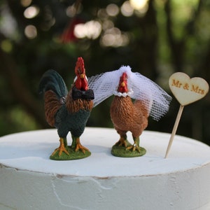 Rooster-hen-chicken-wedding-cake Topper-bride-groom-farm-animal-mr-mrs-barn-rustic-country ...