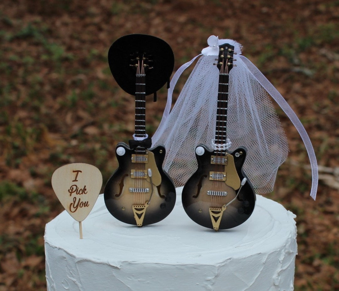 Guitar-electric-wedding Cake Topper-countrybride-groom-musical Cake ...