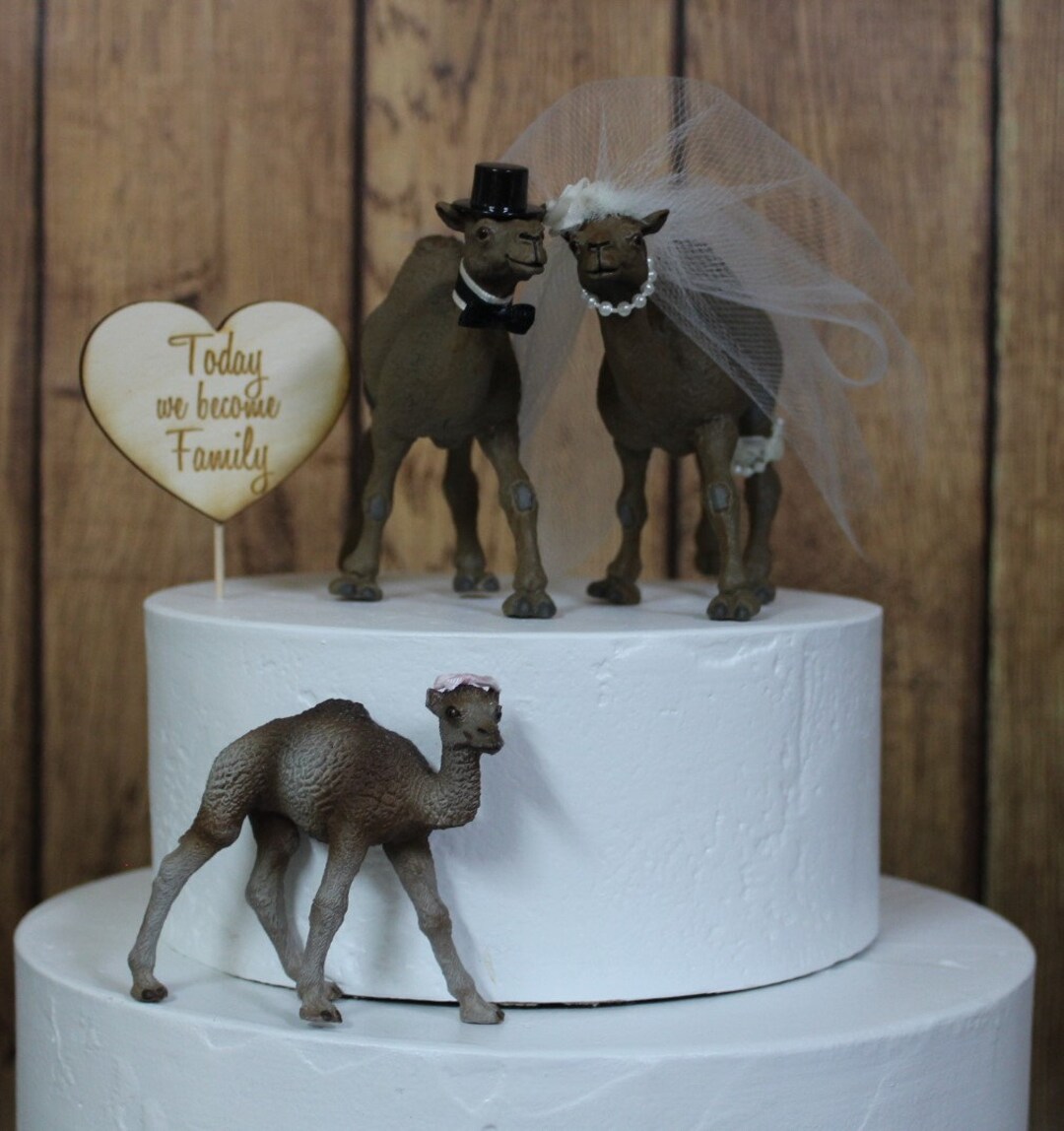 Camel Cake Topper, Family-wedding-animal-bride-groom-desert-unique ...